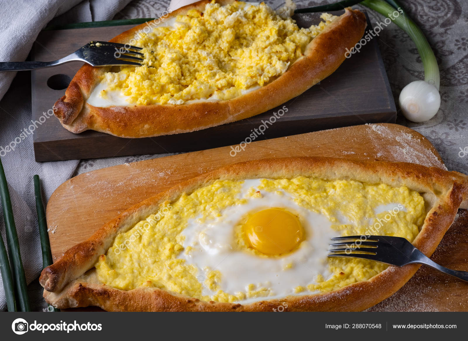 Two People Eat Adzhar Khachapuri Stuffing Cheese Eggs Butter Oven Stock ...