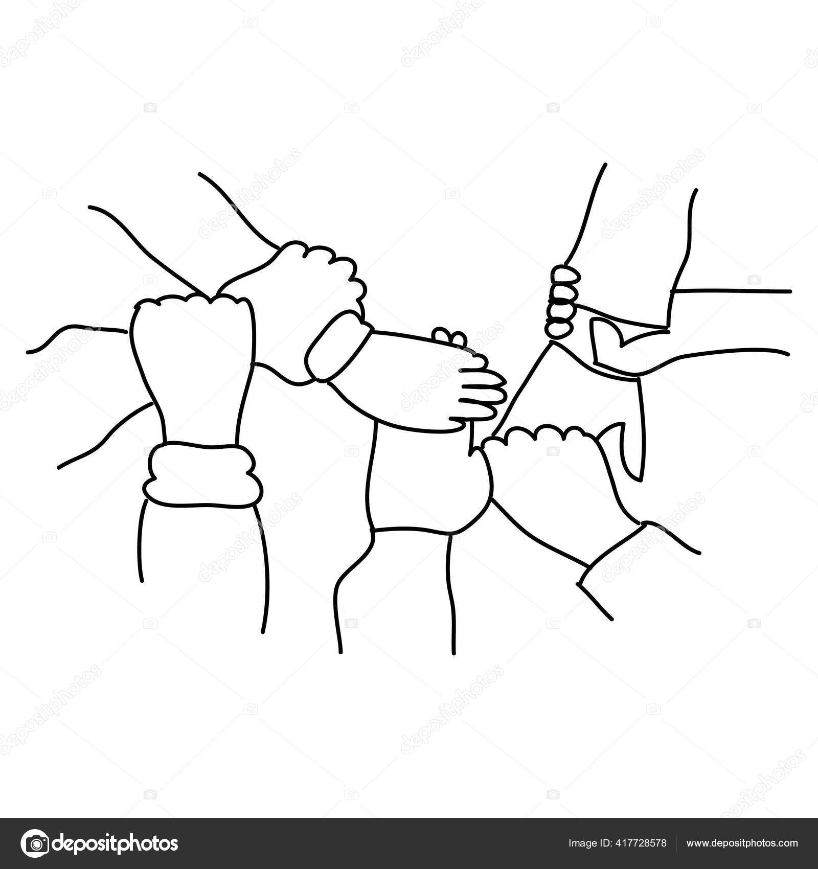 Teamwork Hands Drawing