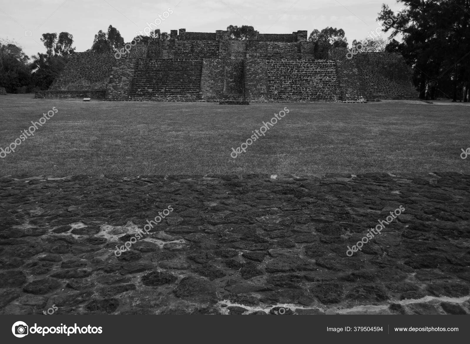Black White Teopanzolco Postclassic Period Archaeological Aztec Site ...