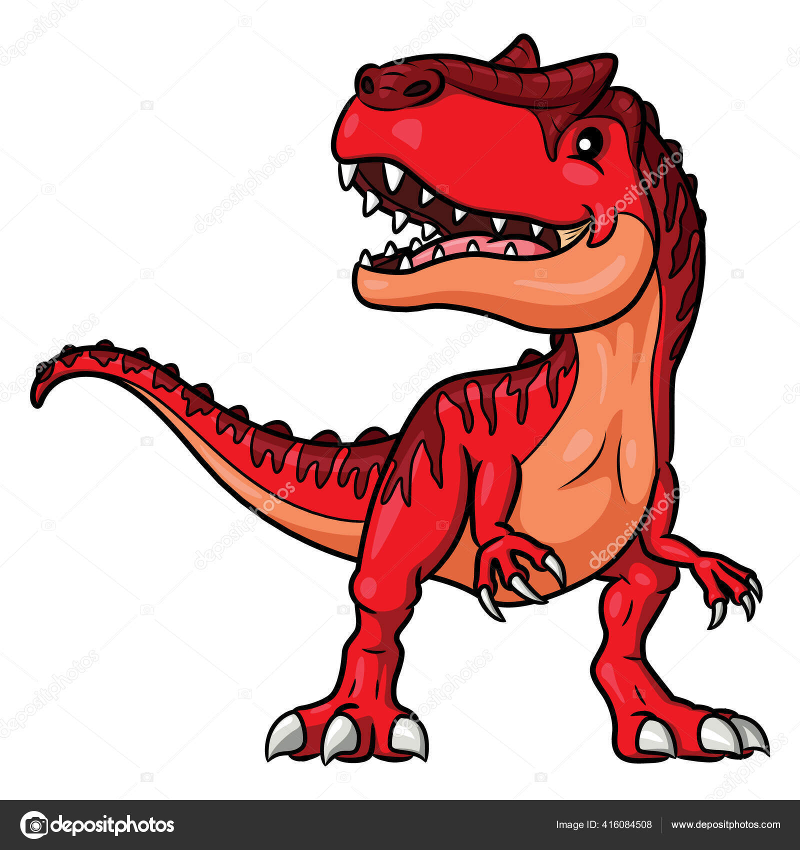 Illustration Cartoon Cute Allosaurus Cartoon Stock Vector Image by ...