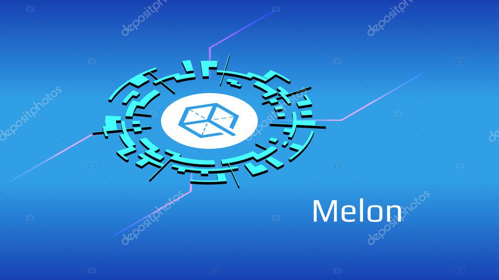 Melon MLN símbolo simbólico isométrico del proyecto DeFi en círculo ...