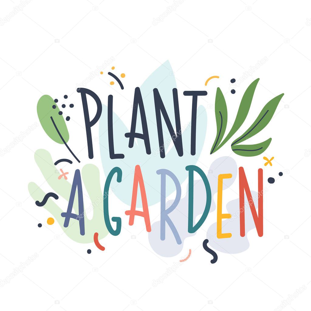 Planta una cita de letras de jardín con simples ilustraciones de moda ...