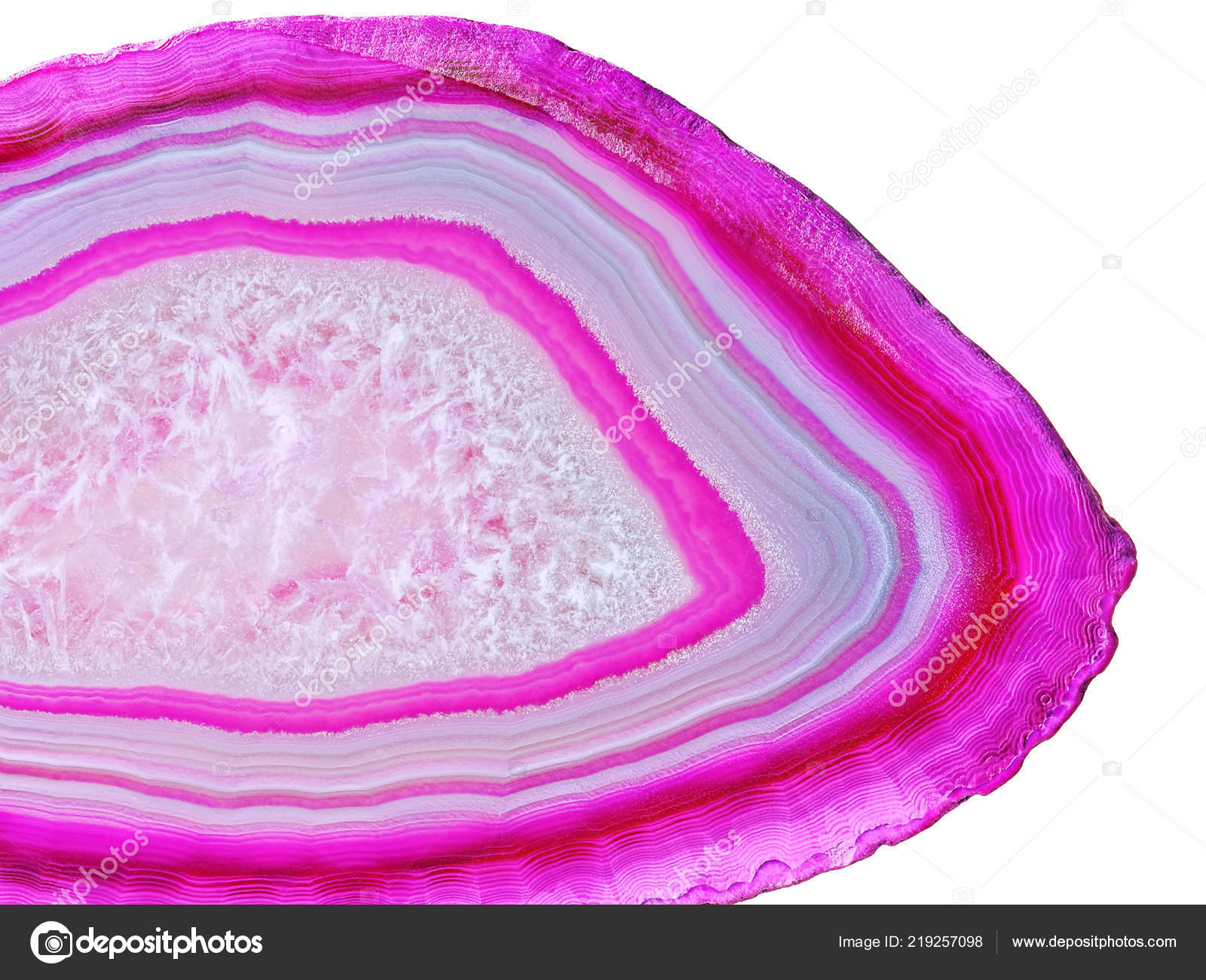 Amazing Cross Section Pink Agate Crystal Cut Isolated White Background ...