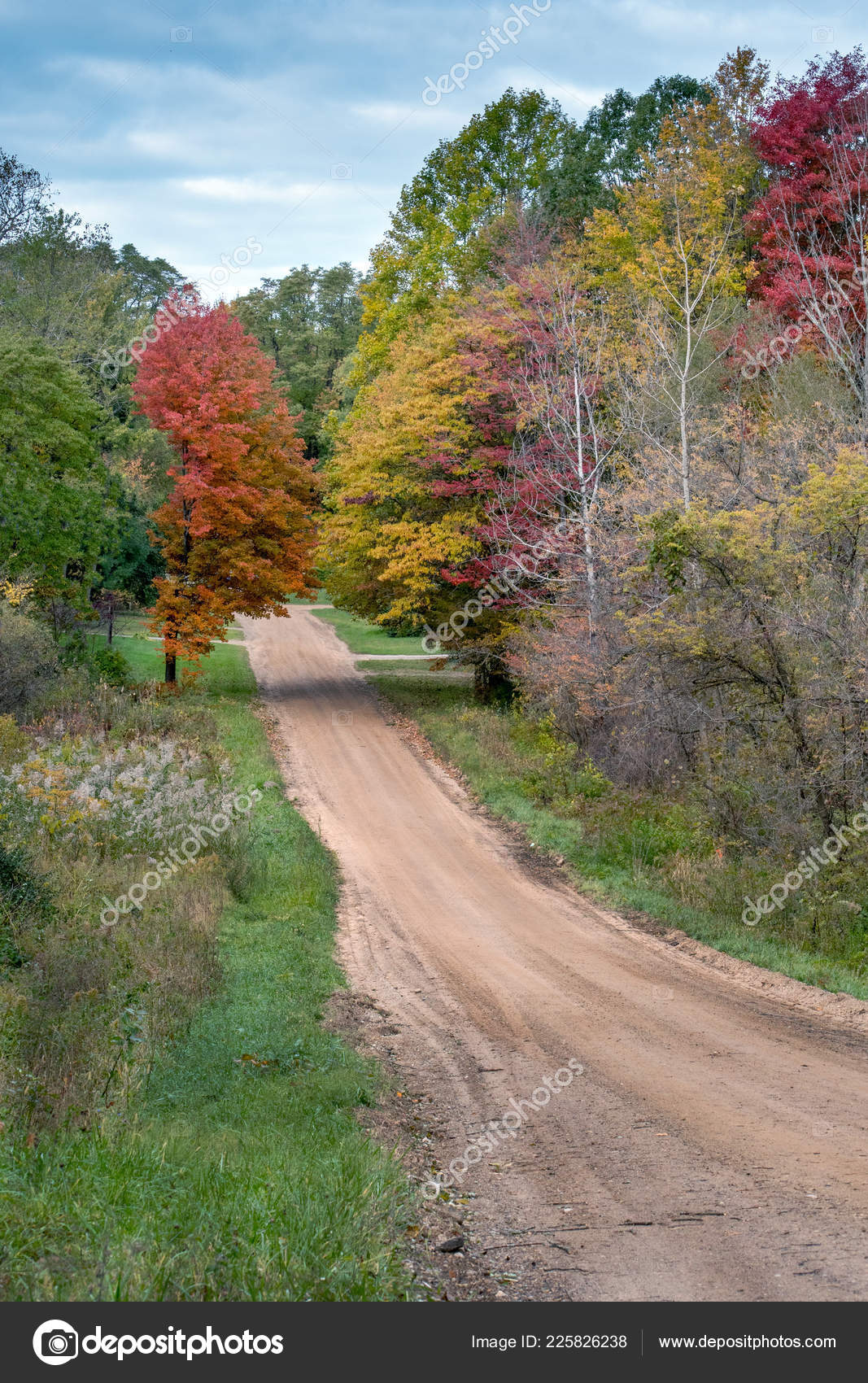 Beautiful Fall Landscape Country Road Michigan Usa — Stock Photo ...