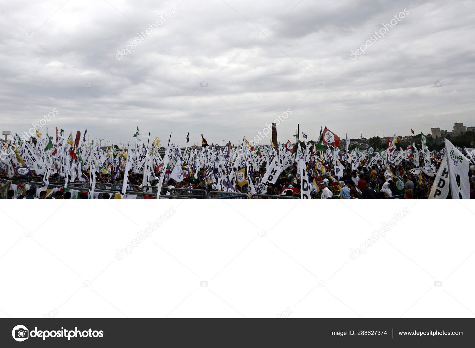 Supporters Pro Kurdish Peoples' Democratic Party Hdp Wave Party Flags ...