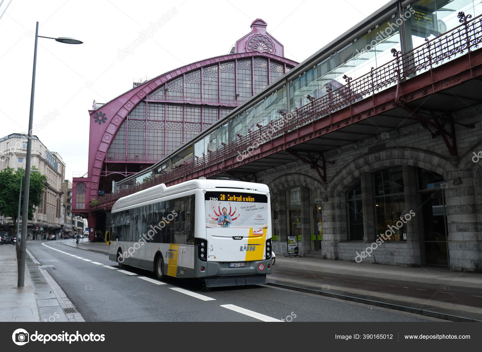 Public Bus Its Way Central Street Antwerp Belgium July 2020 – Stock ...
