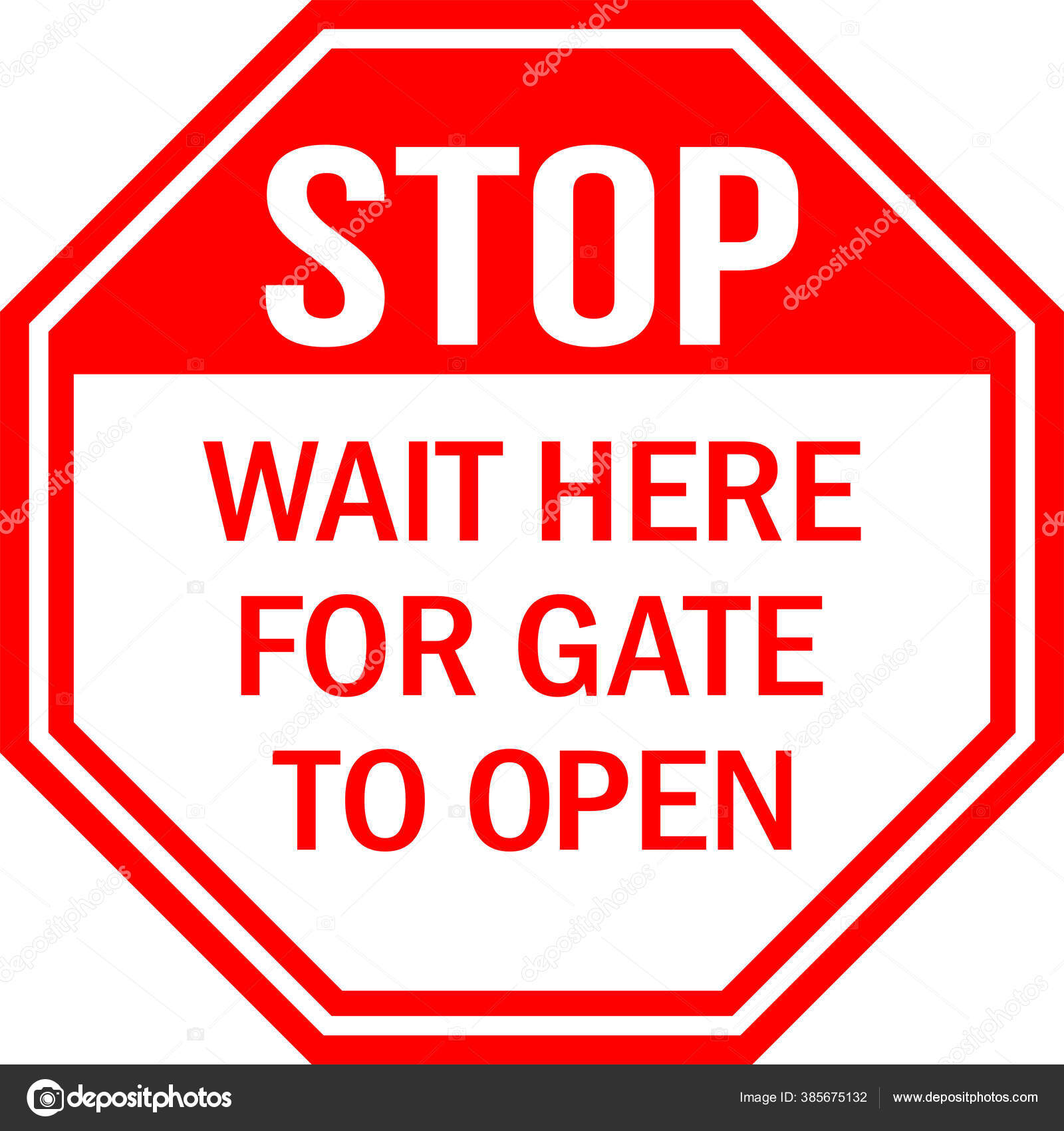 Wait Here Gate Open Stop Sign Red Background Perfect Backgrounds Stock ...