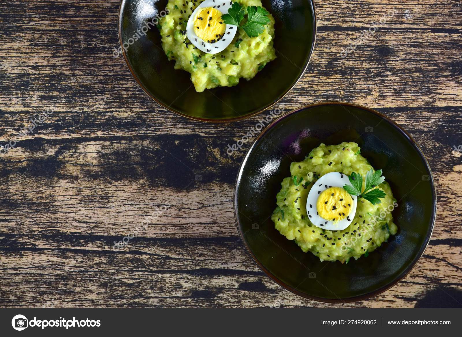 Pea Mashed Potato Hard Boiled Egg Garnish Parsley Stock Photo by ...