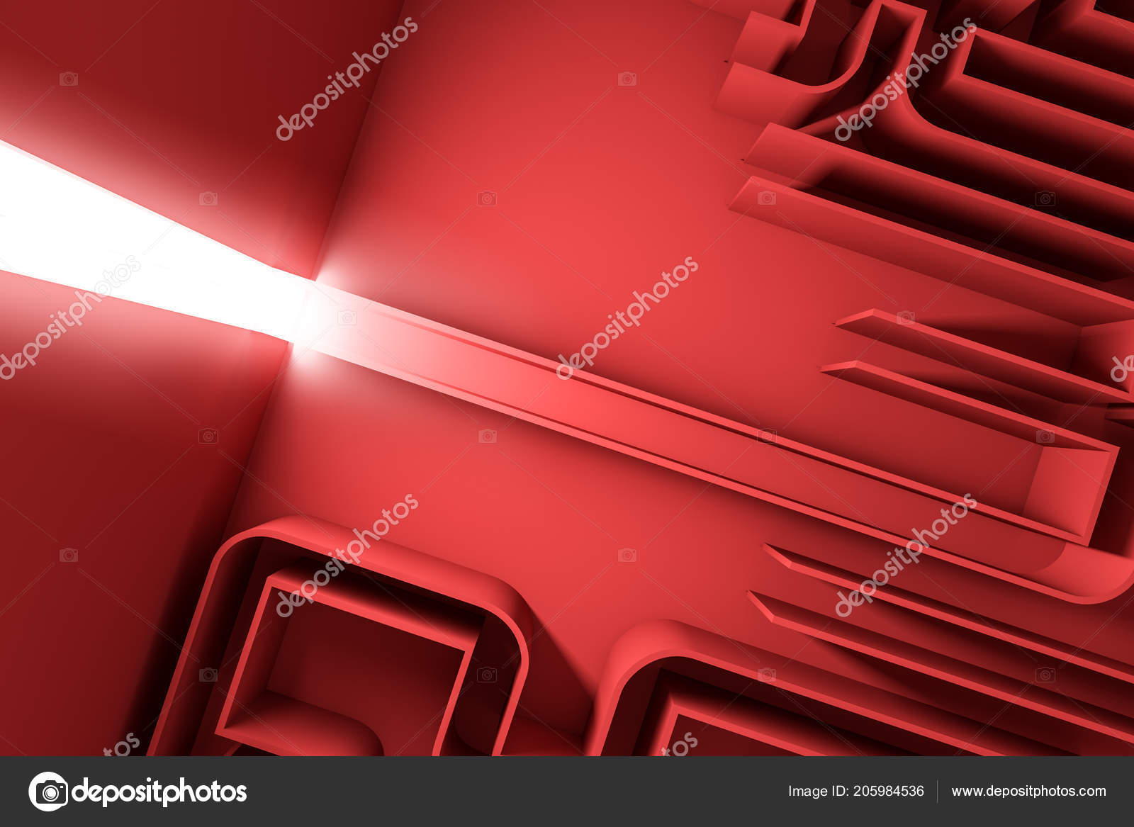 Top View Red Wall Maze Ray Light End Concept Choice Stock Photo by ...