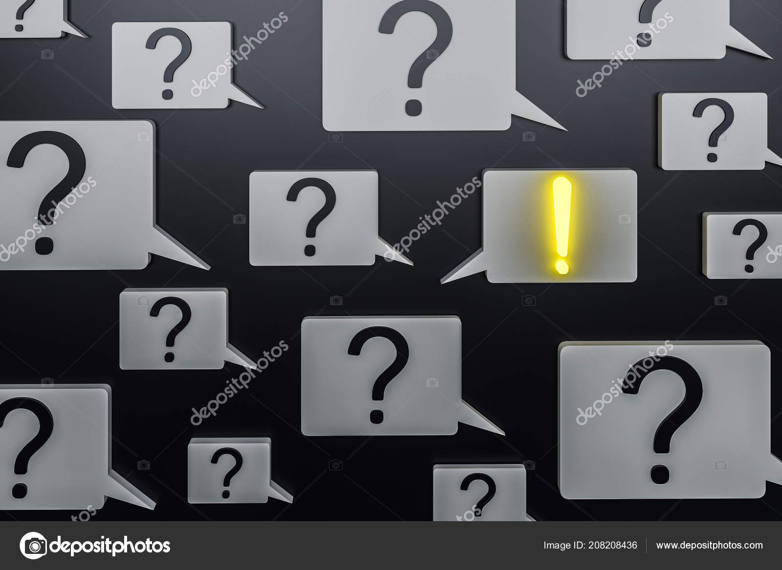 Speech Bubbles Gray Question Marks Yellow Glowing Exclamation Mark Them ...