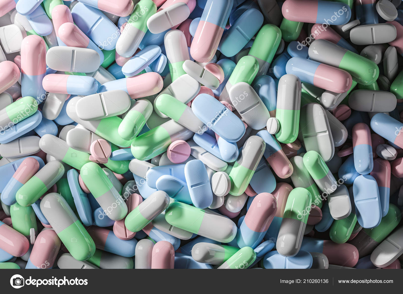 Pastel Colours Pills Combinations Lying Flat Surface Top View Concept ...
