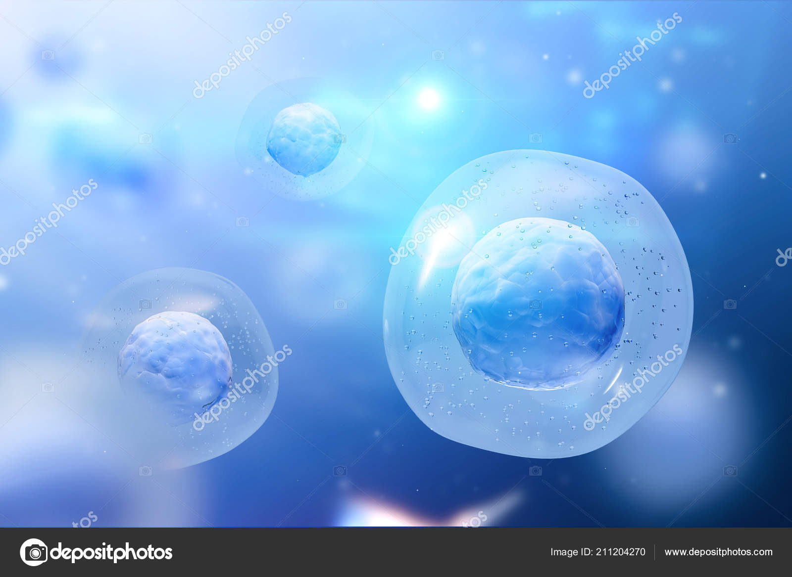 Macro Blue Cell Nucleus Abstract Blurred Cells Background Concept ...