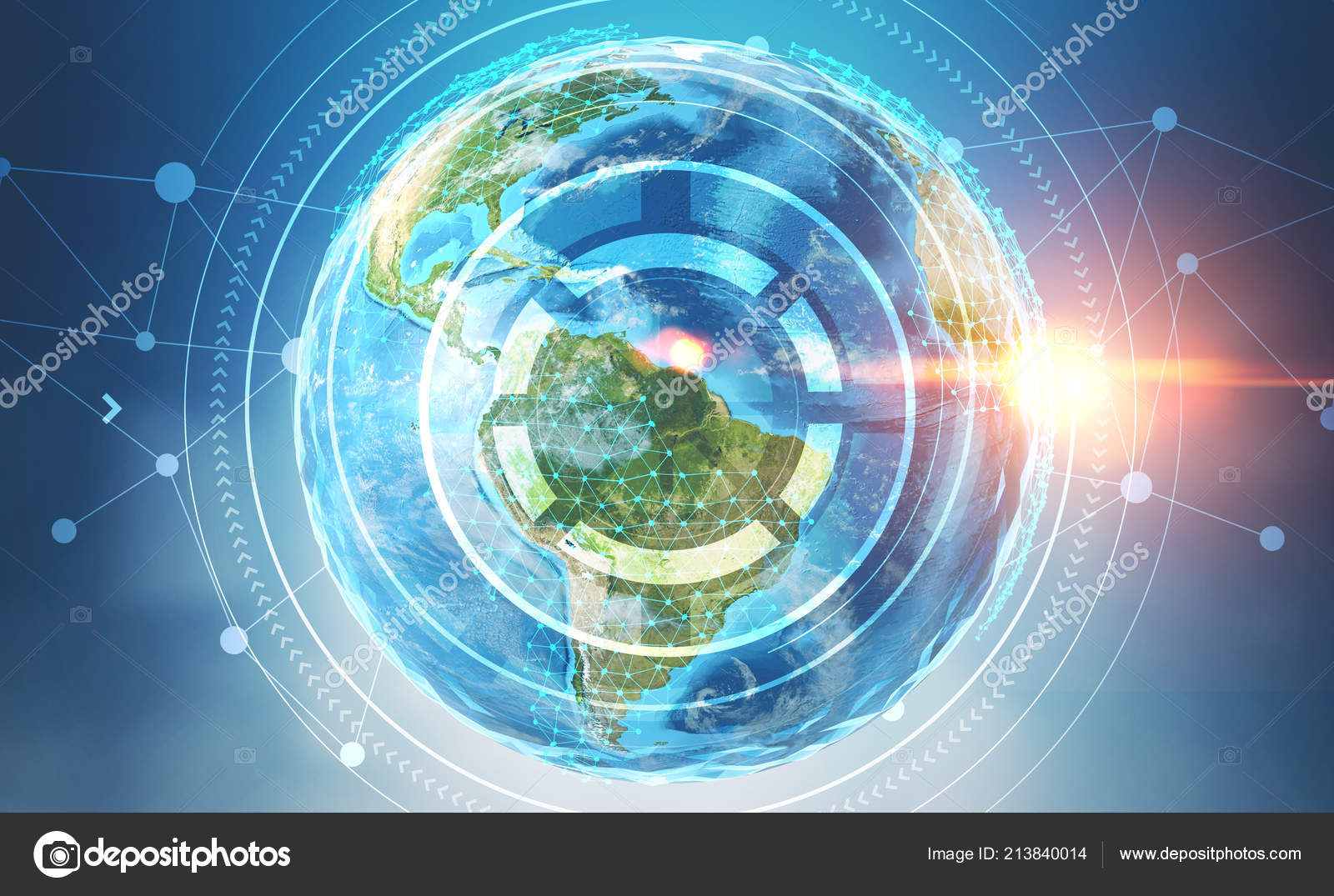 Earth Polygons Hud Immersive Interface Blue Background Toned Image ...