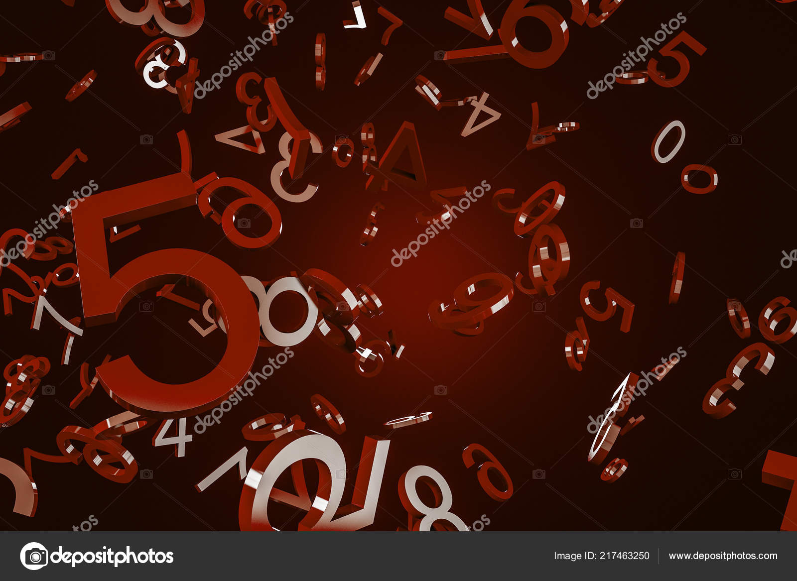 Big Dark Red Numbers Falling Red Background Concept Math Arithmetics ...