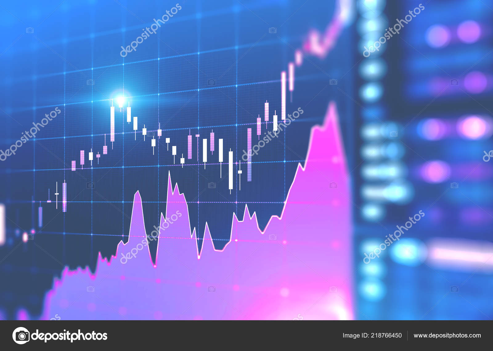 Purple Forex Graphs Diagrams Blue Background Immersive Interface ...