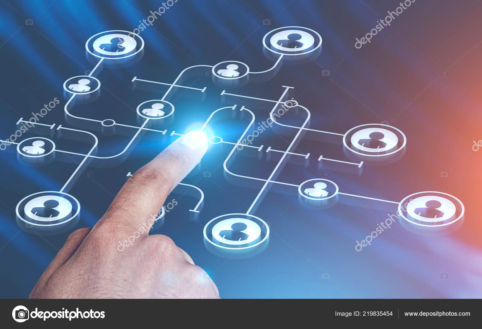 Hand Unrecognizable Man Using Interactive People Network Interface ...