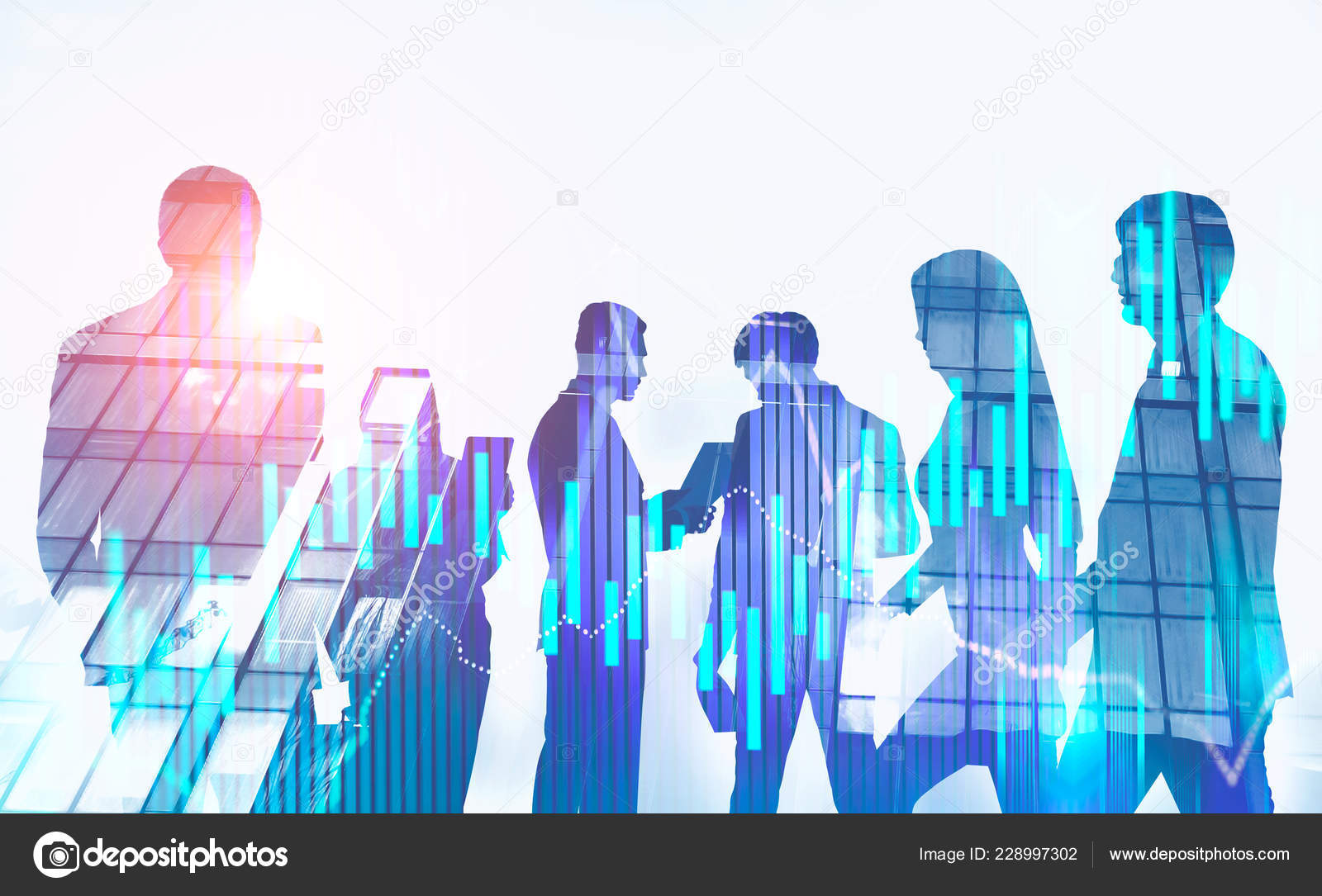 Silhouettes Diverse Business Team Members White Background Double ...