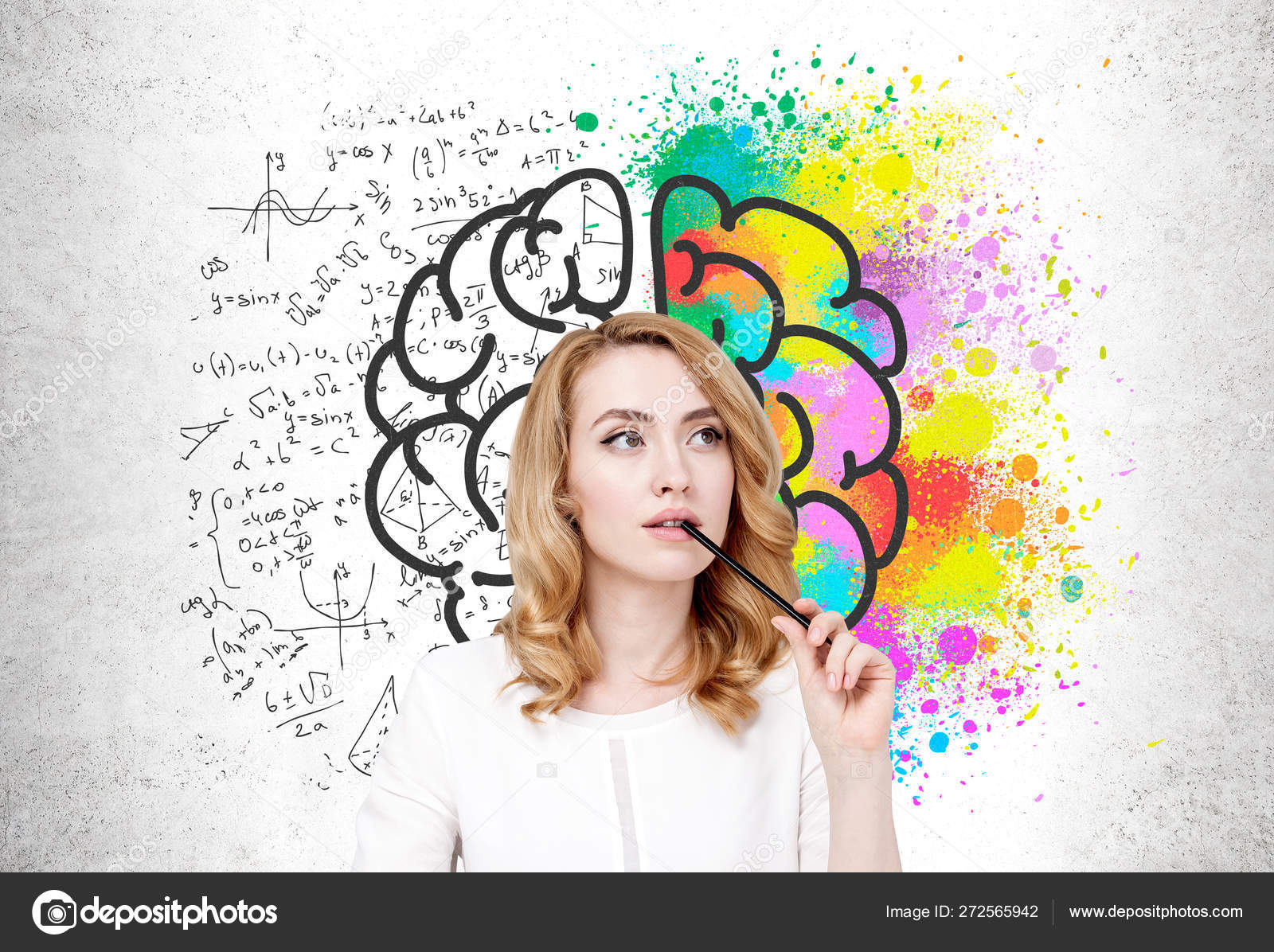 Pensive woman and creative thinking concept Stock Photo by ...