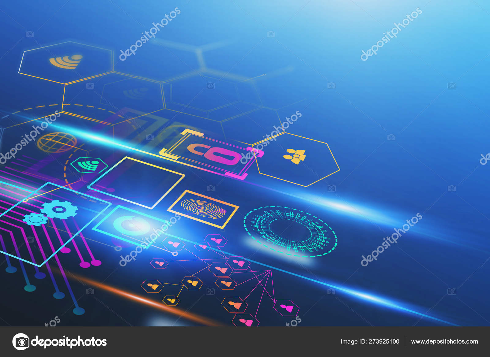 Immersive business interface, light blue Stock Photo by ©denisismagilov ...