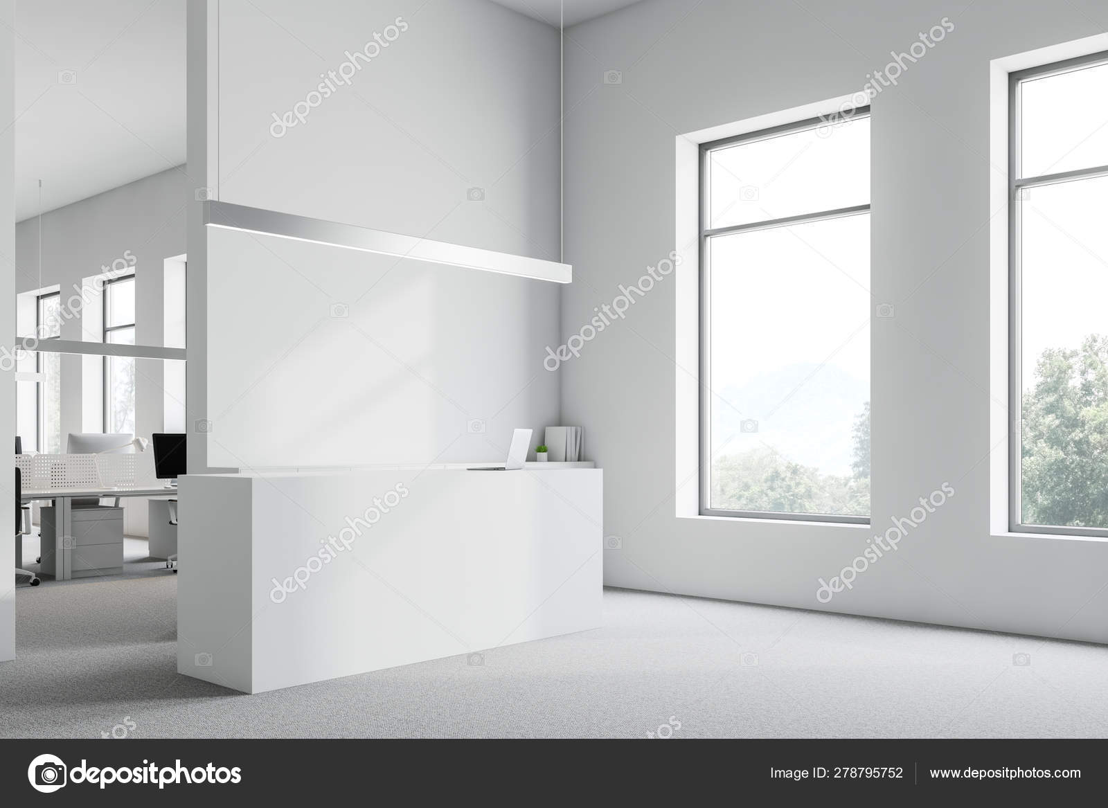 White reception in open space office Stock Photo by ©denisismagilov ...