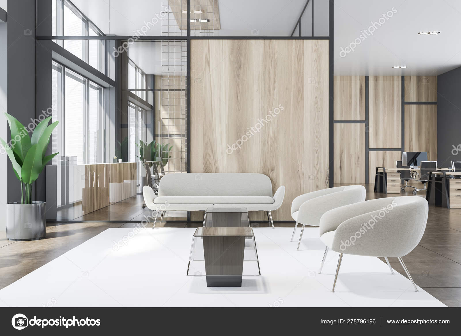 Waiting room with sofa and armchairs Stock Photo by ©denisismagilov ...