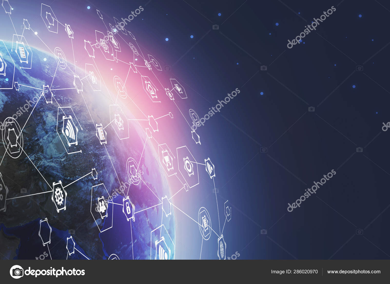 Earth and glowing internet icons Stock Photo by ©denisismagilov 286020970