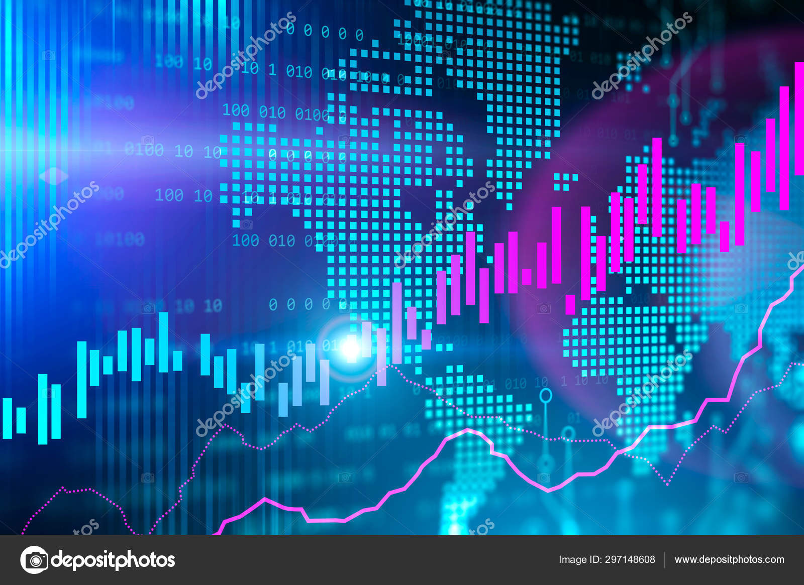 World map and purple digital graph Stock Photo by ©denisismagilov 297148608
