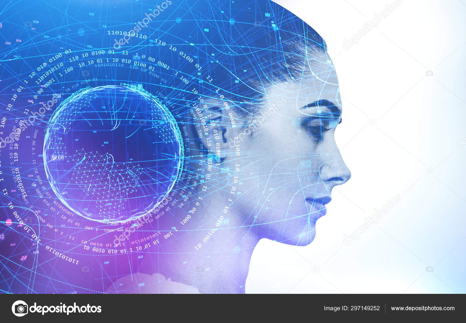 Young woman profile, internet interface Stock Photo by ©denisismagilov ...