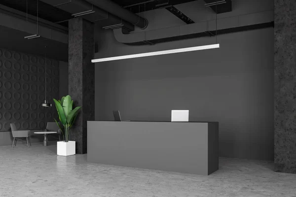 Gray office reception in industrial style - Stock Image - Everypixel