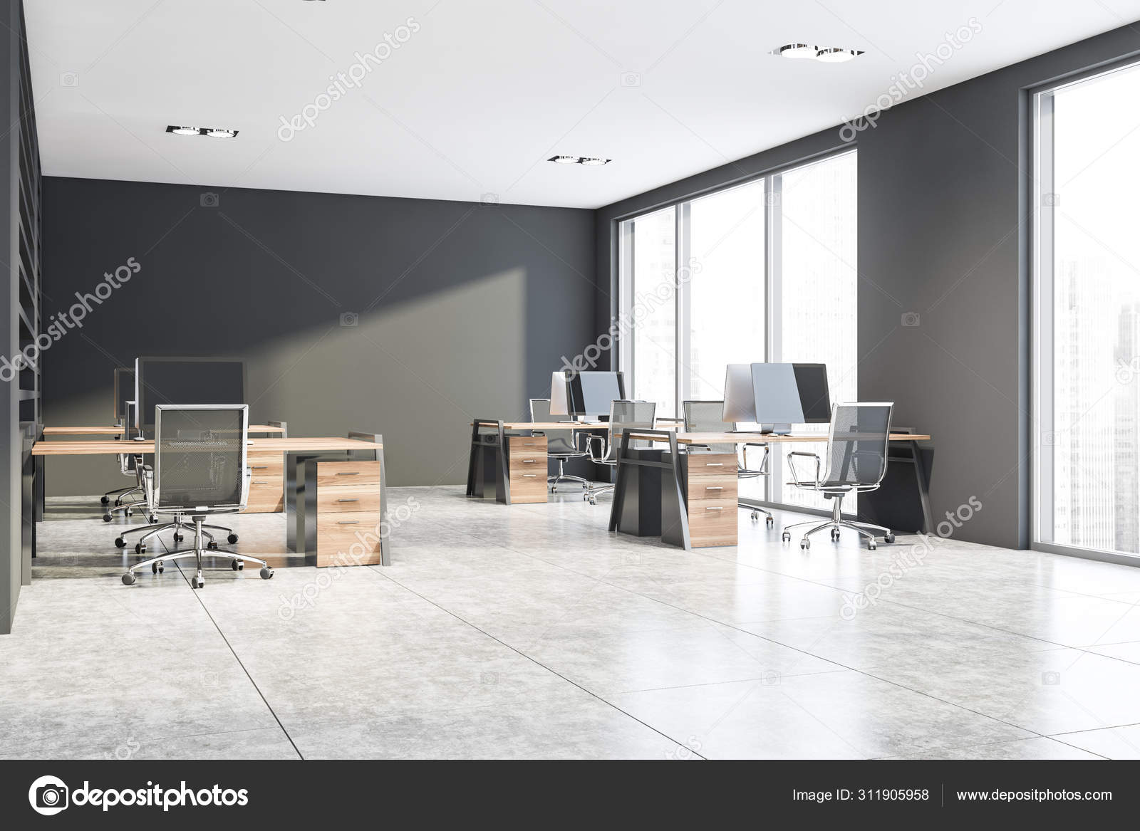 Gray consulting company office interior Stock Photo by ©denisismagilov ...