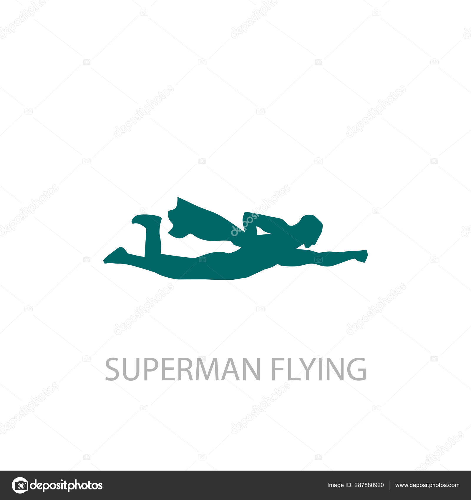 Superhero Flying Pose Logo Template, Superhero Silhouette Vector Stock ...