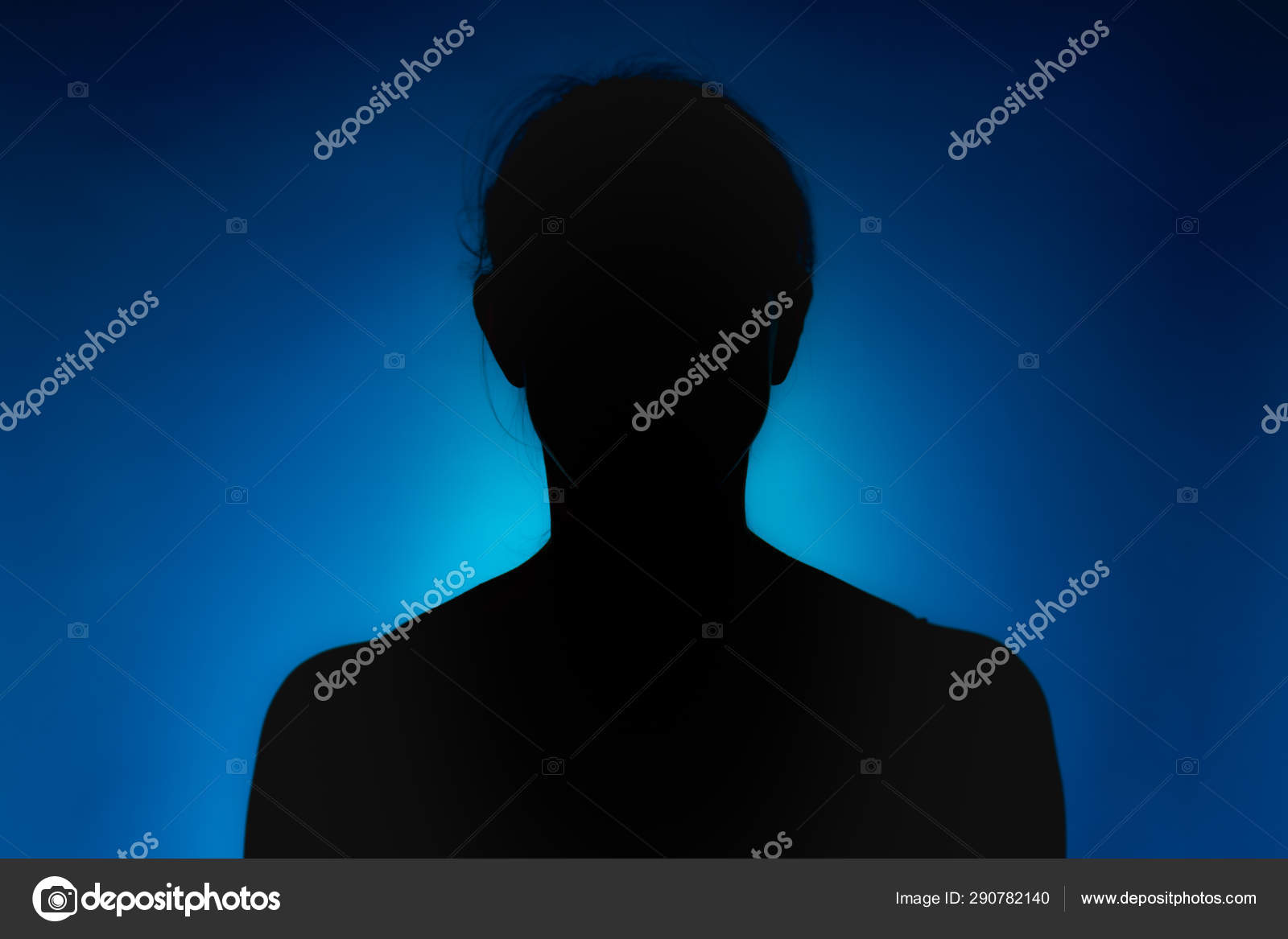 Cleanly Defined Silhouette Person Blue Background Spotlight Bright Area ...