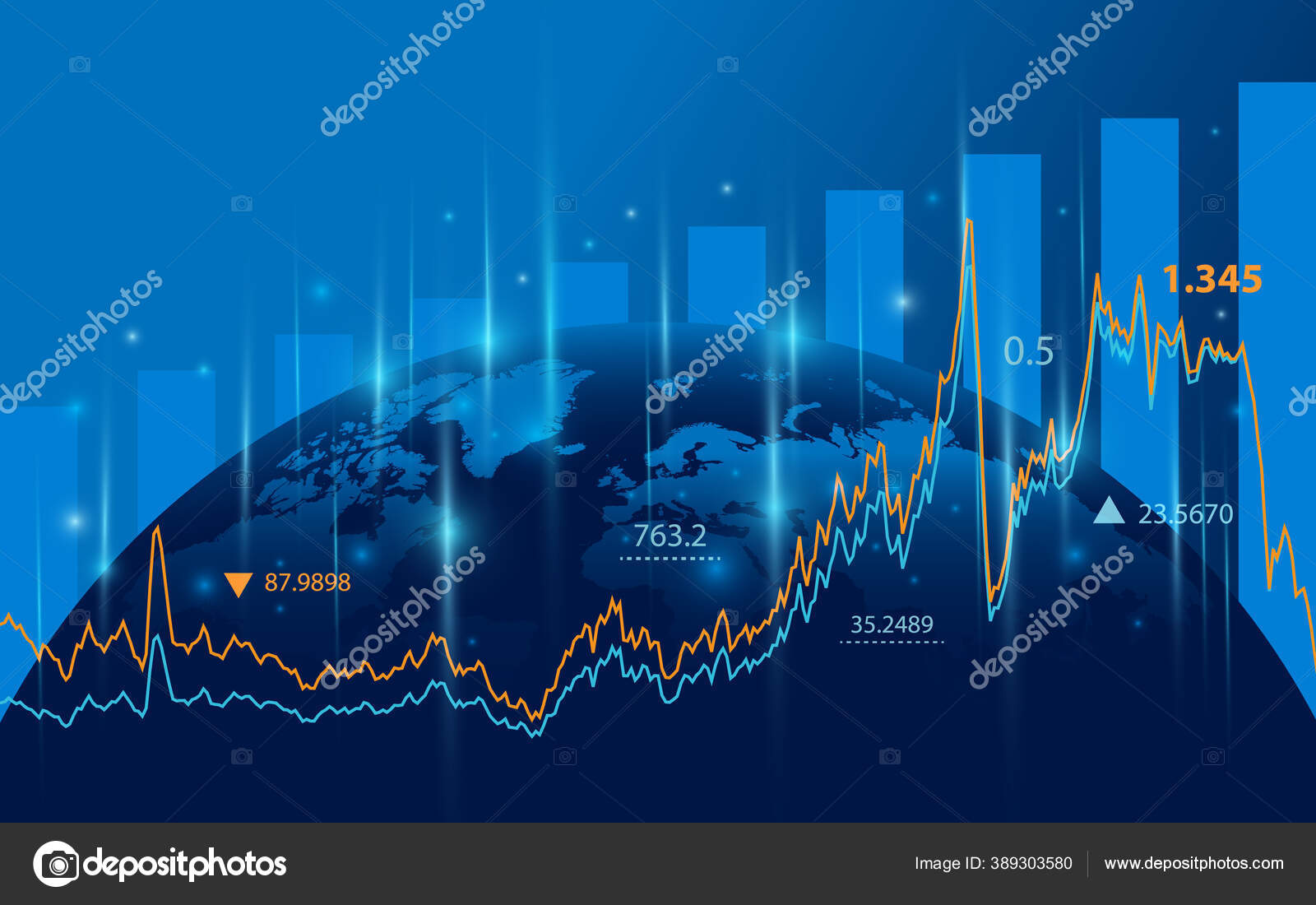 Earth Globe Graphics Charts World Business Economics Concept Stock ...