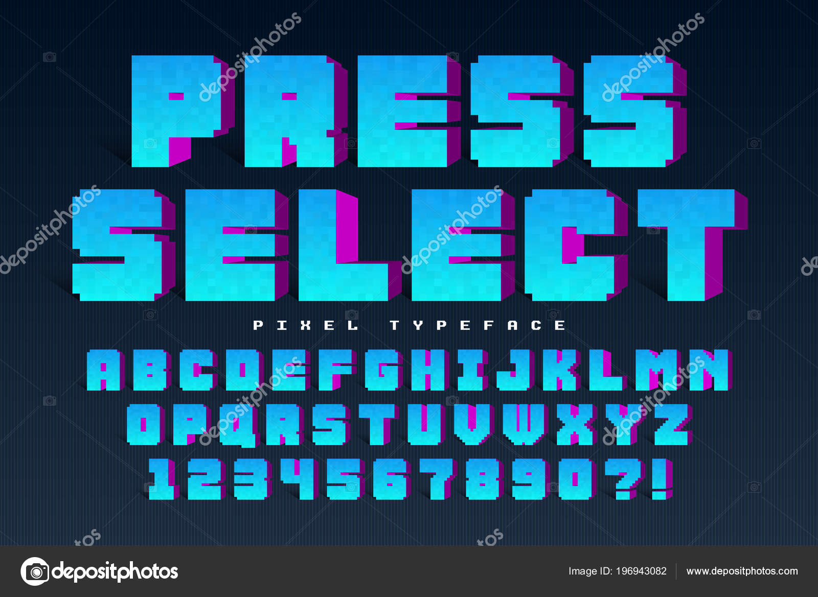 Pixel vector font design, stylized like in 8-bit games. Stock Vector by ...