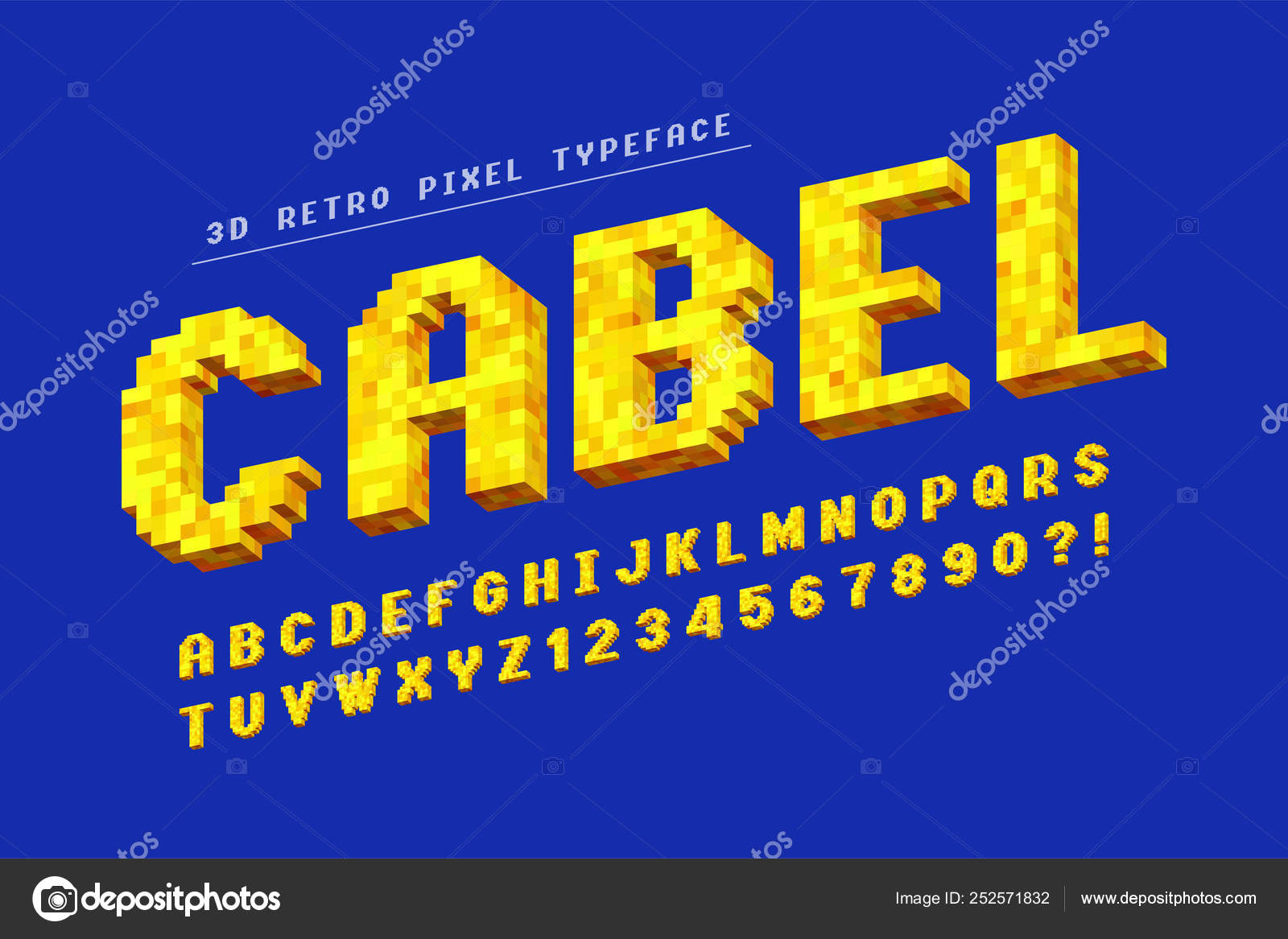 Pixel vector font design, stylized like in 8-bit games. Stock Vector by ...