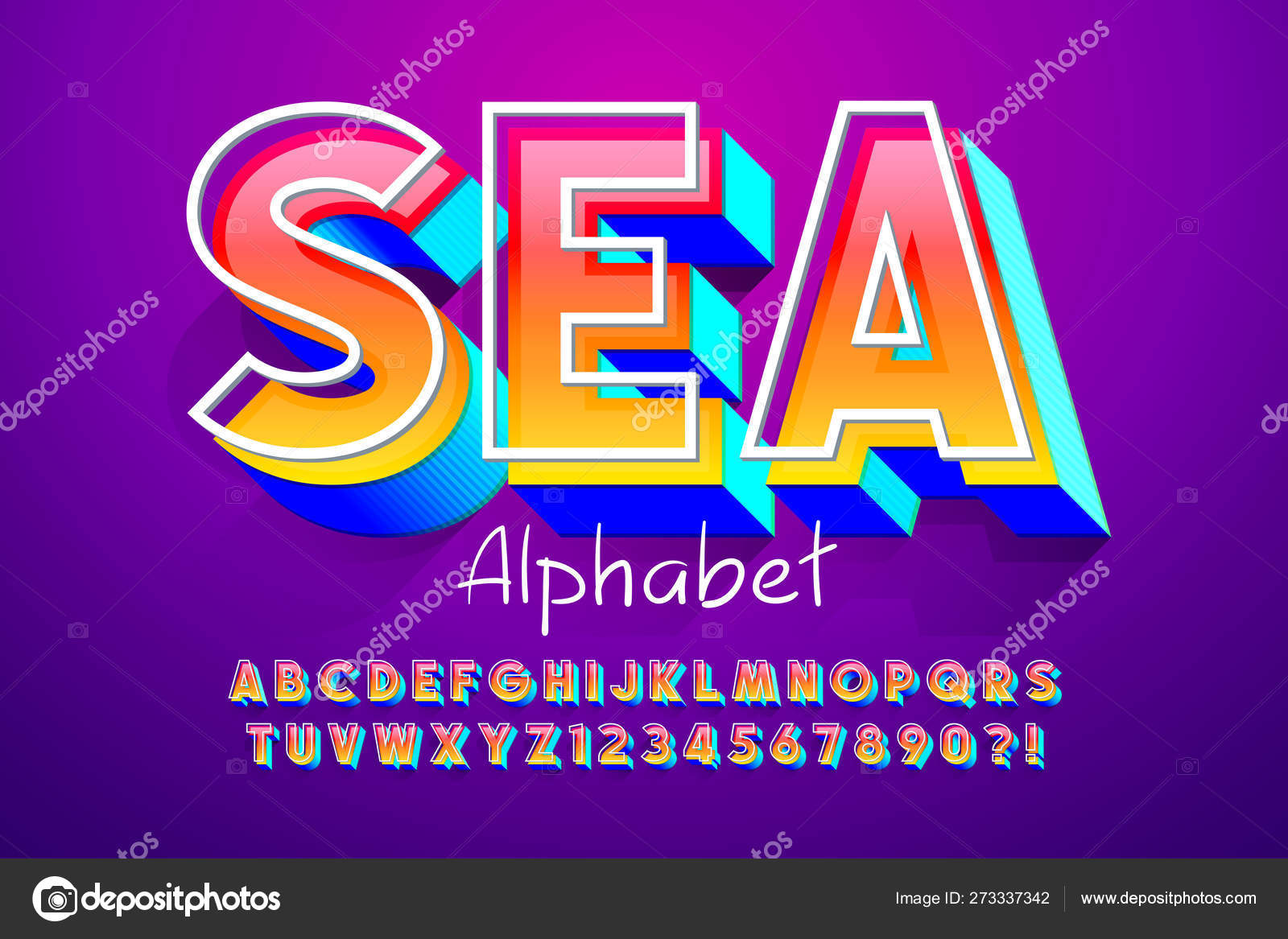 Colorful 3d display font design, alphabet, letters Stock Vector Image ...