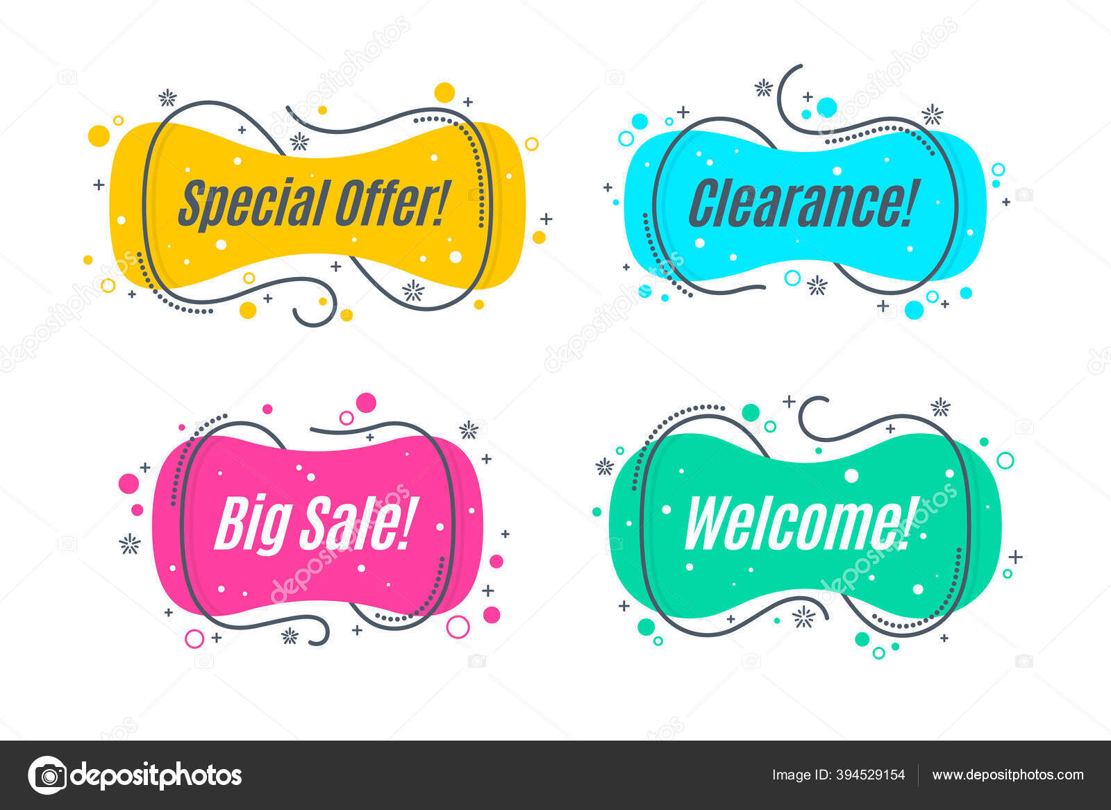Flat linear promotion banner shapes, price tag Stock Vector by ...