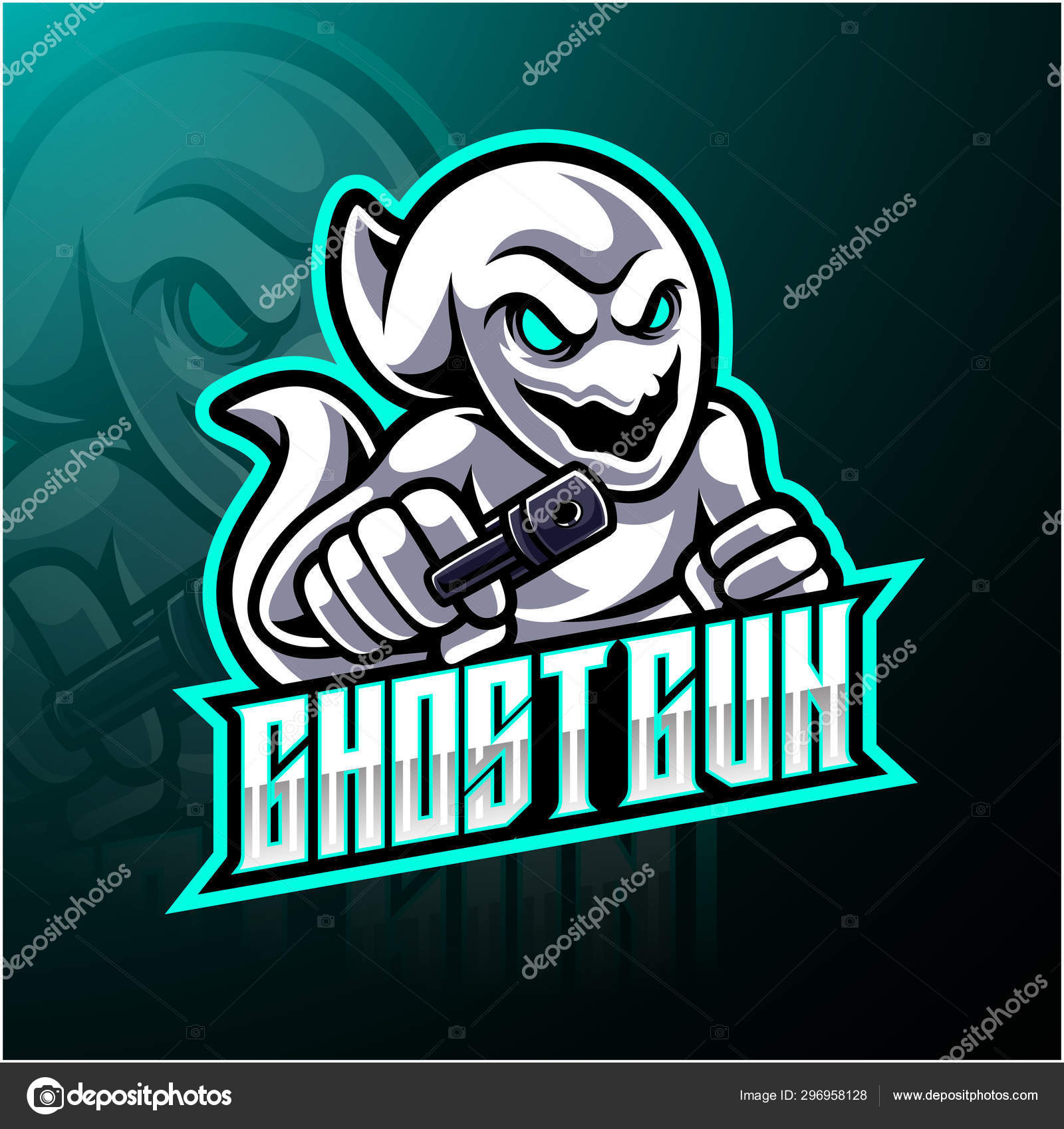 Geist Mit Pistole Esport Maskottchen Logo Design Stock-Vektorbild von ...