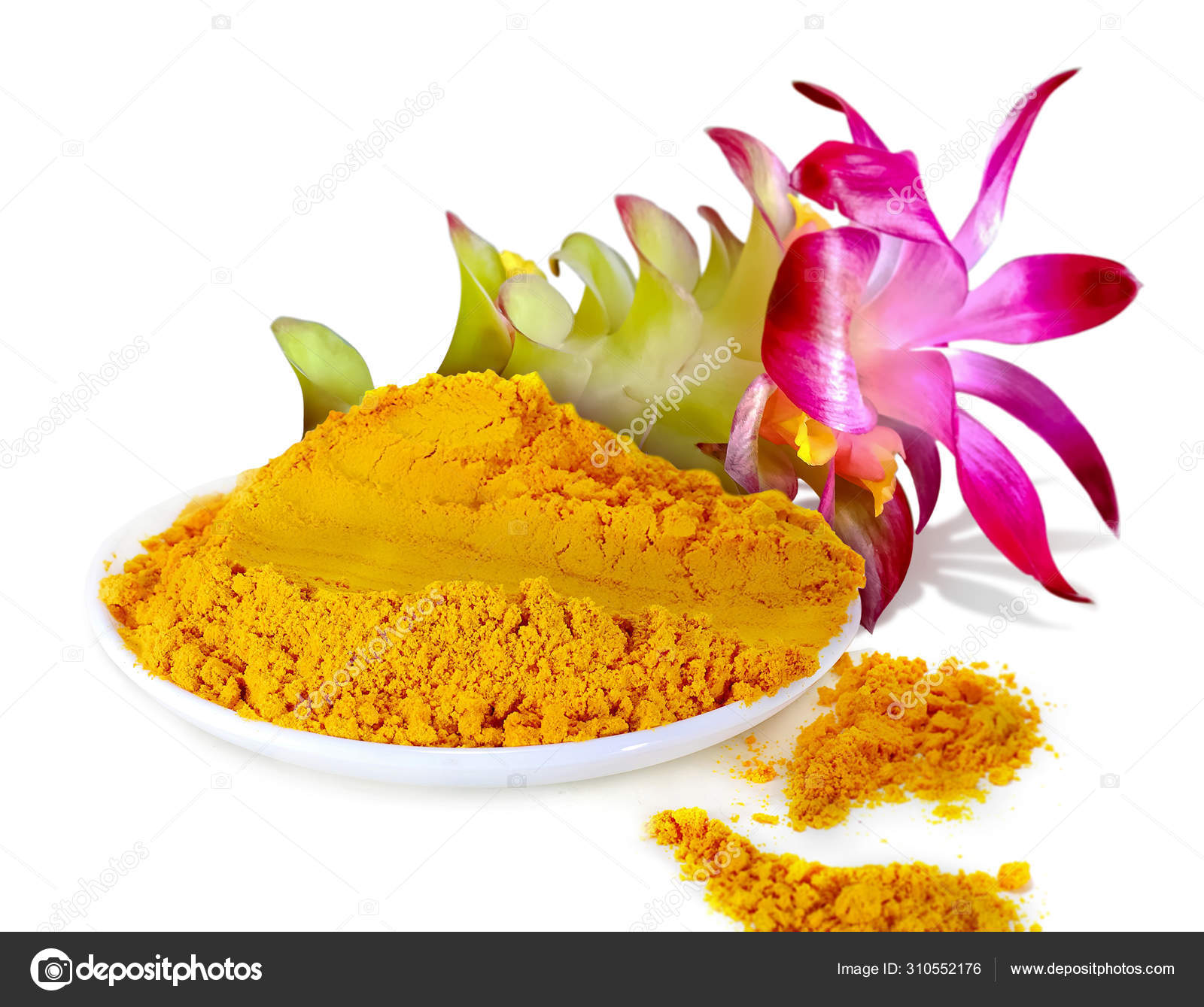Turmeric Powder Flower Isolated White Background Stock Photo by ©Anny ...