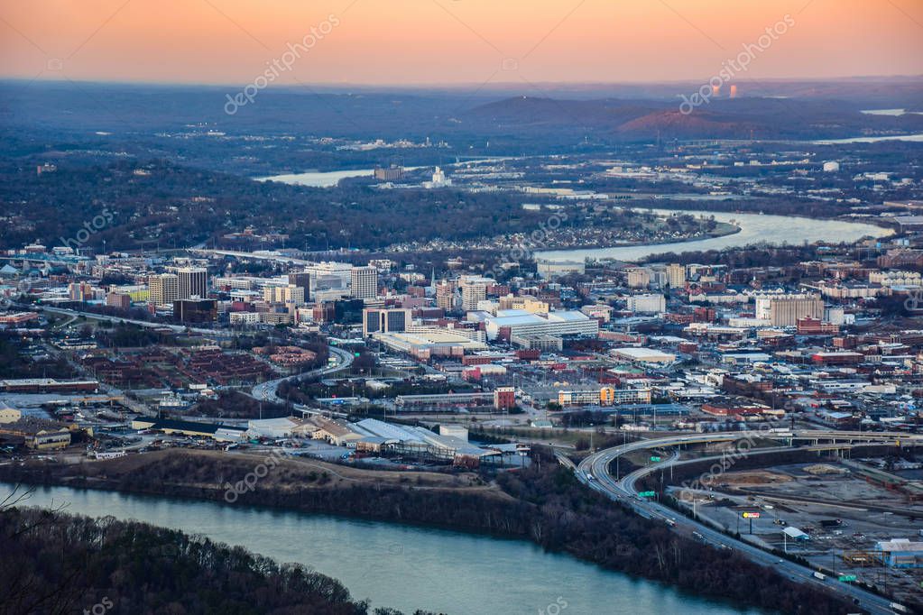 Skyline Aerial of Downtown Chattanooga, Tennessee, TN, Estados Unidos 2025