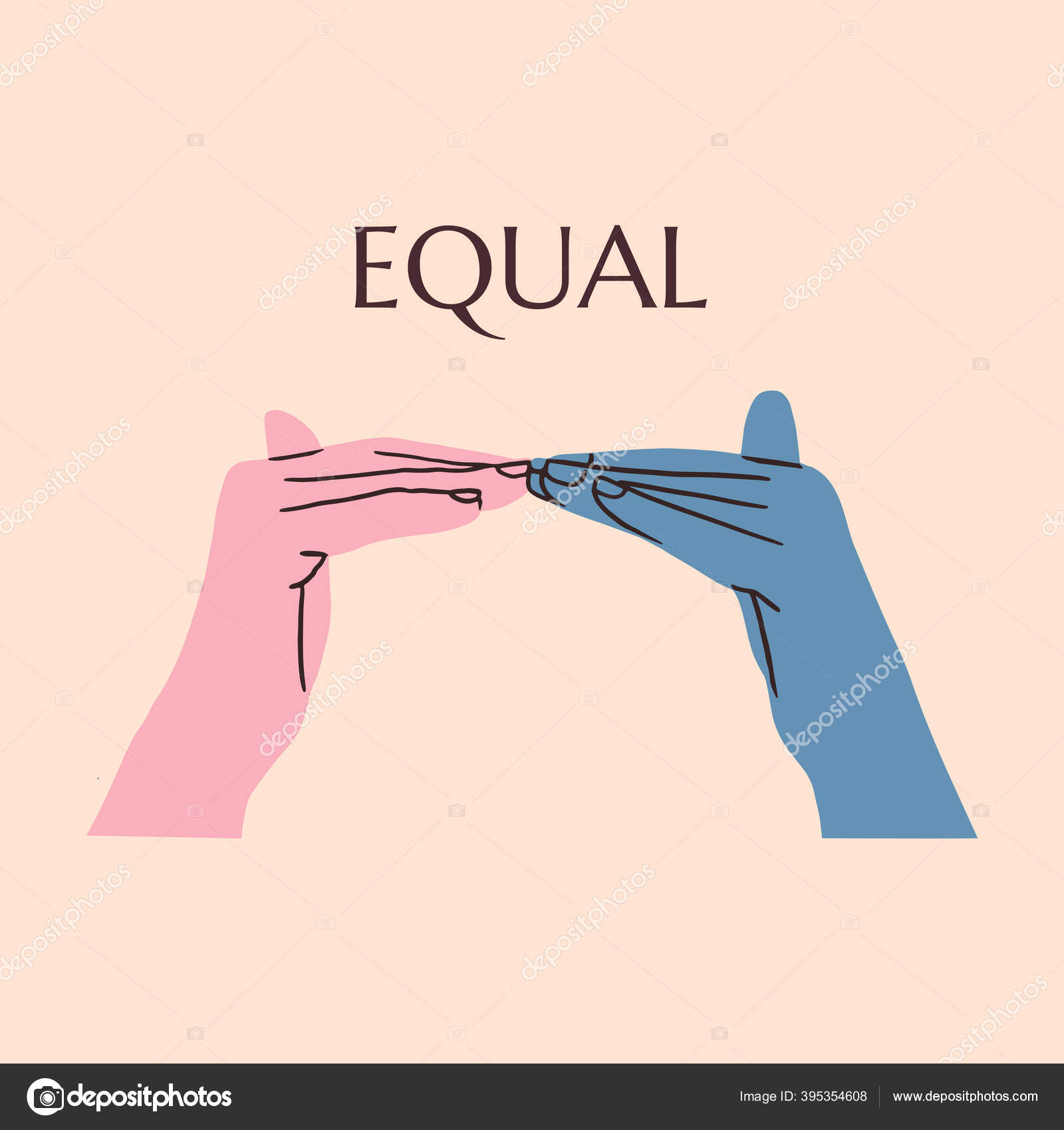 Word Equal Sign Language Two Hand Different Skin Colors Show Stock ...