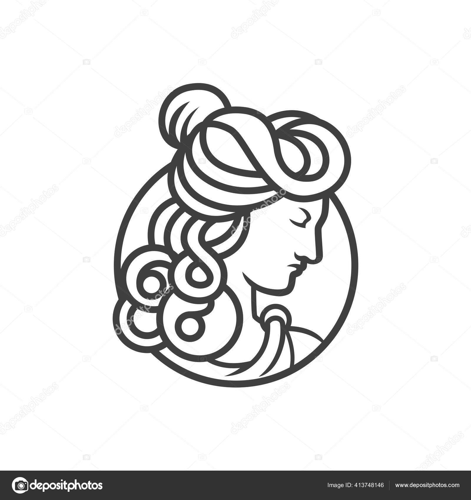 Greek goddess female logo. goddess head vector logo vector illustration ...