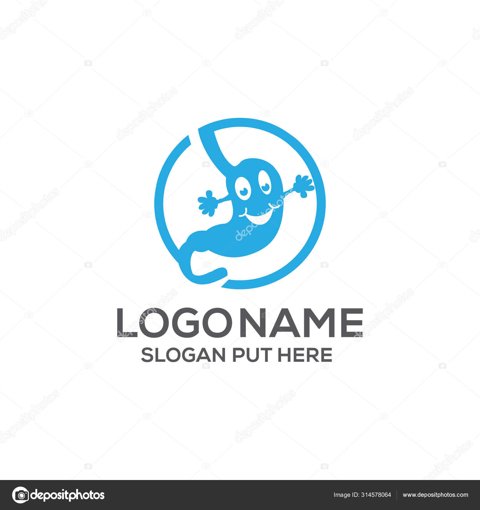 Happy Stomach Endoscopy Logo Design Template Vector Eps Stock Vector ...