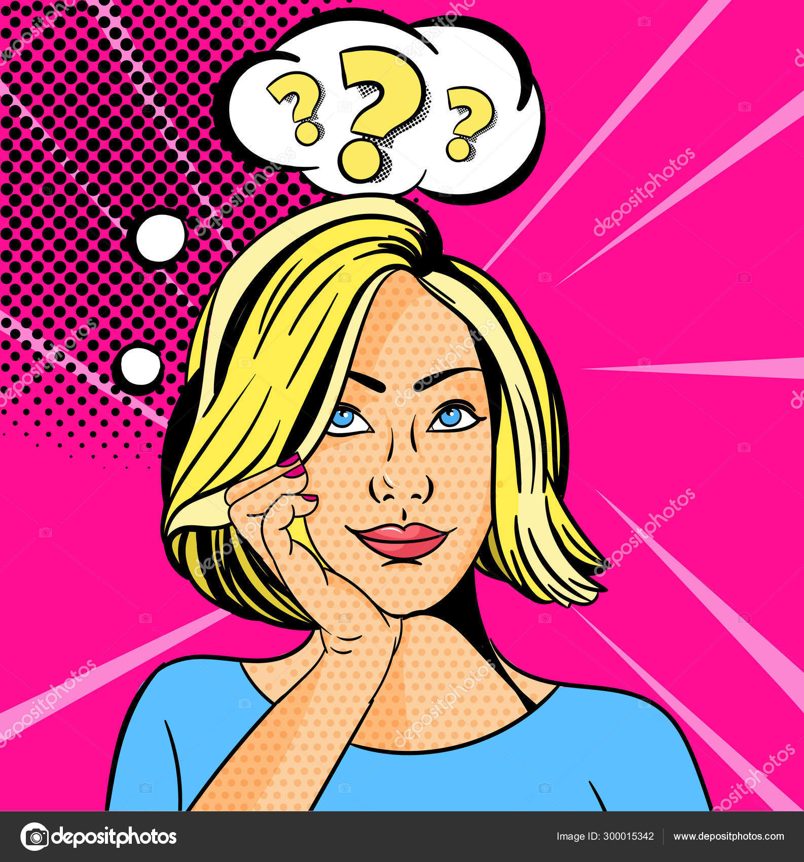 Image vectorielle Jeune fille ou femme avec un point d'interrogation ...