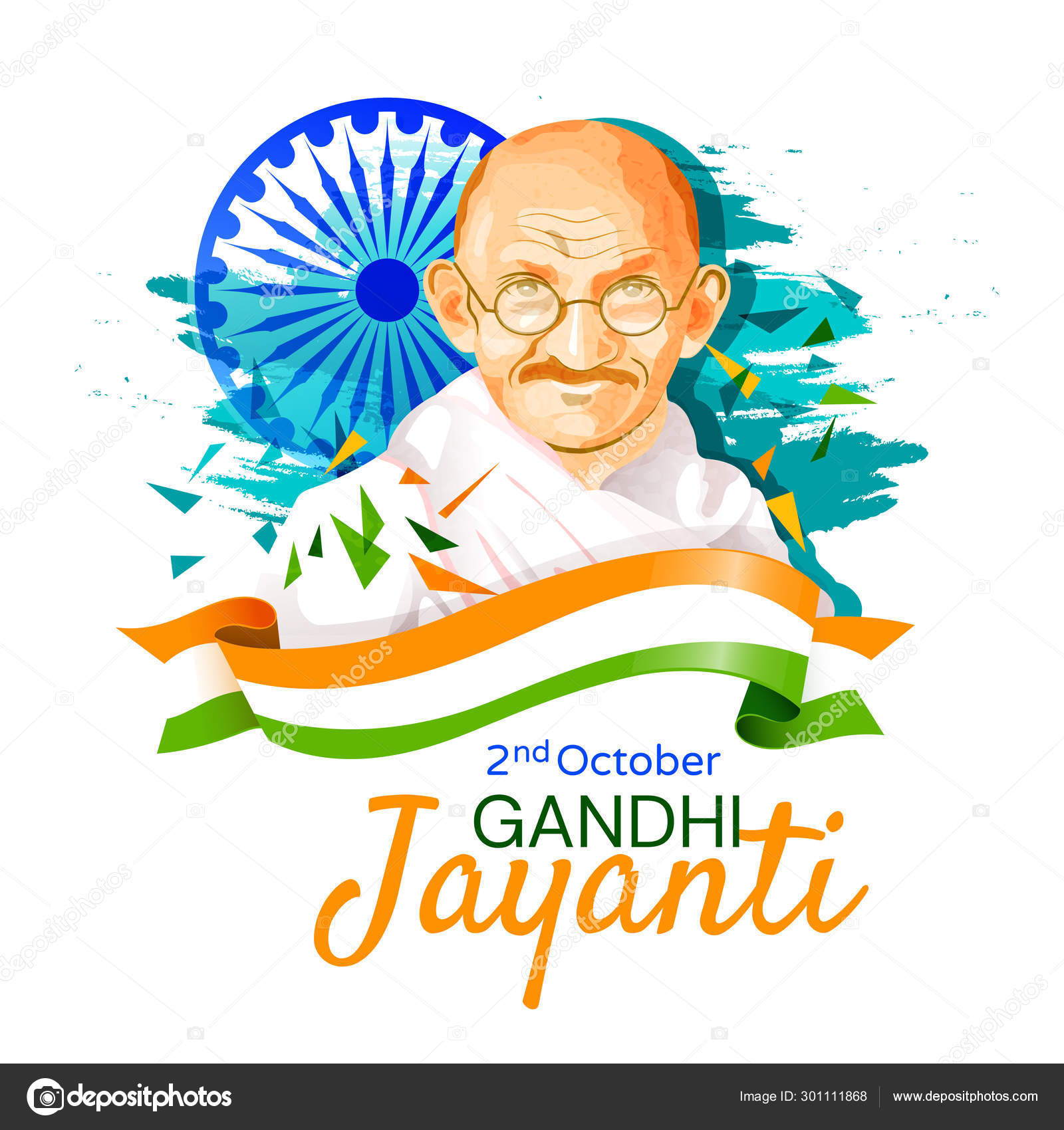 Colorful poster or card design for the Gandhi Jayanti holiday ...