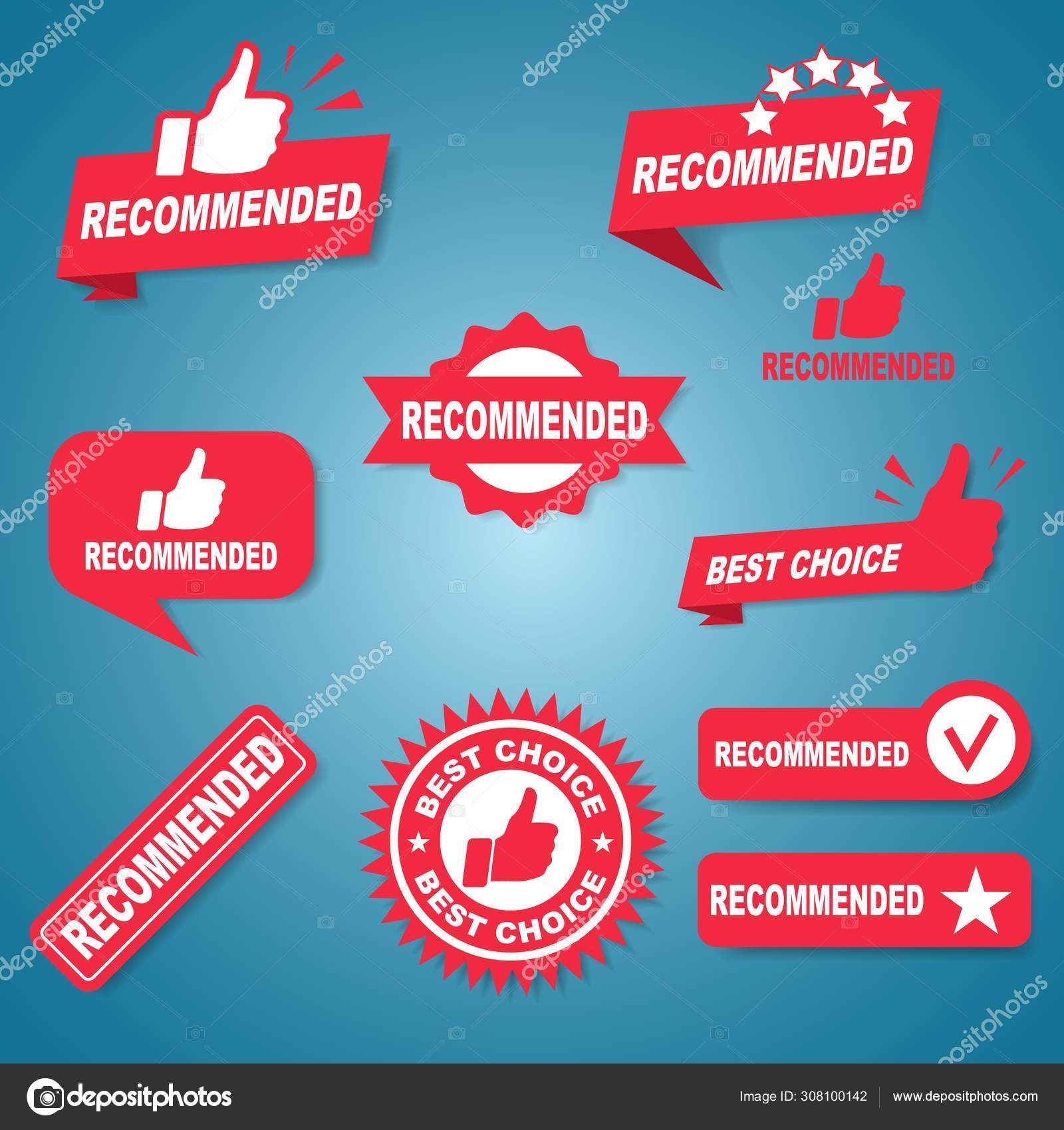 Set of red Recommended labels or signs Stock Vector Image by ...