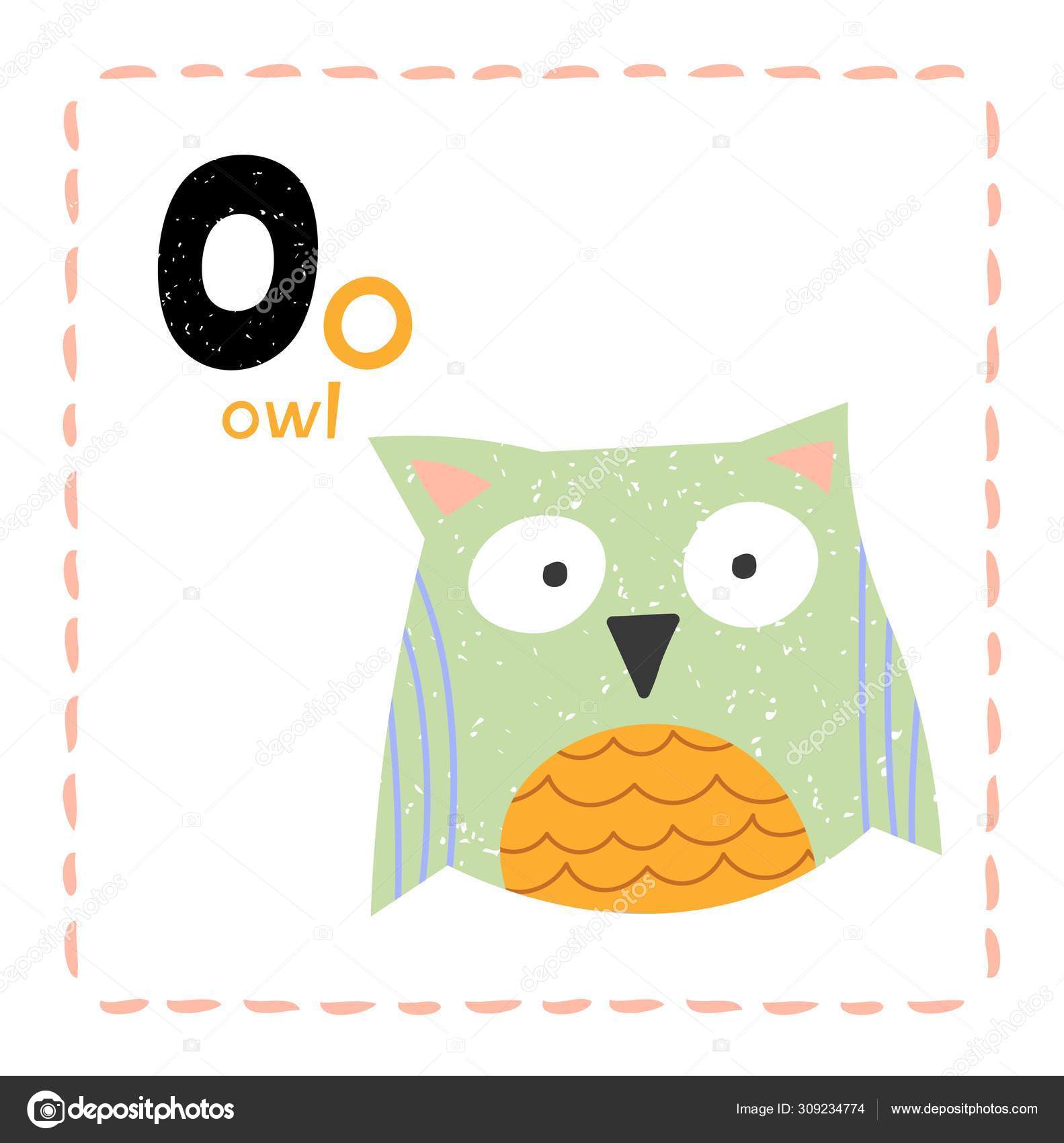 Letra del alfabeto O para búho para enseñar a los niños Vector de stock ...