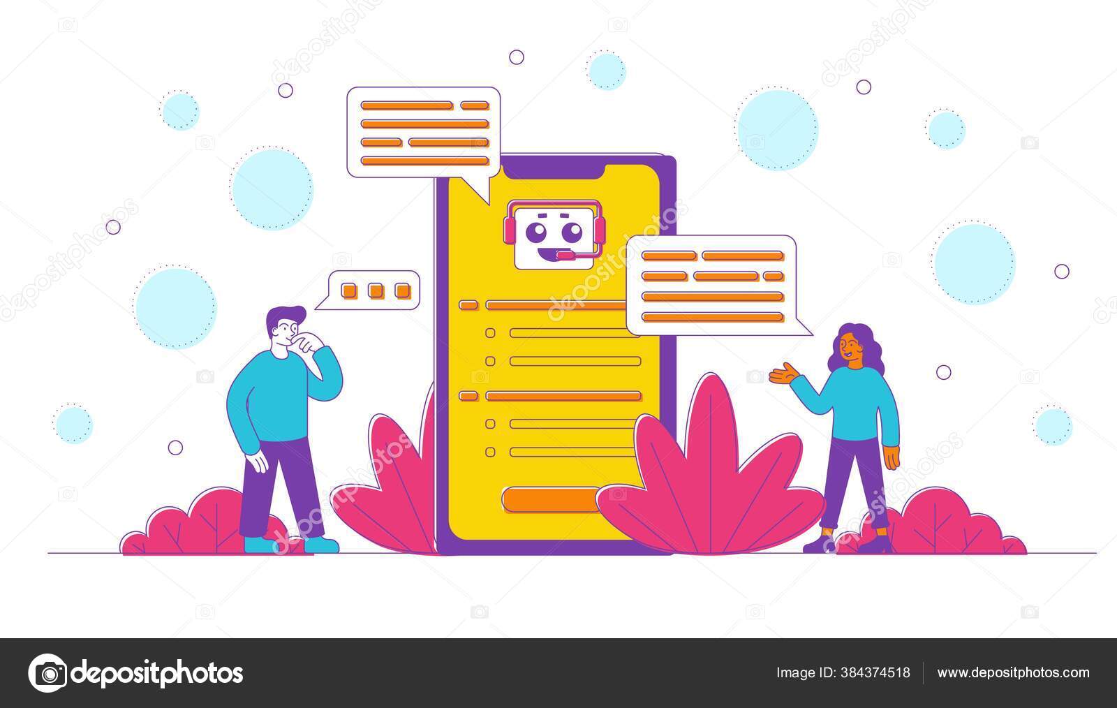 Man and woman conducting a chatbot conversation Stock Vector by ...