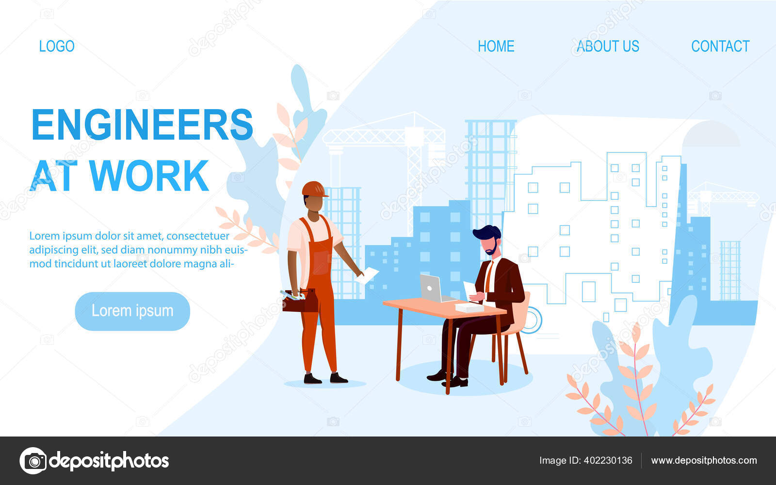 Vector illustration concept of engineer at work Stock Vector Image by ...