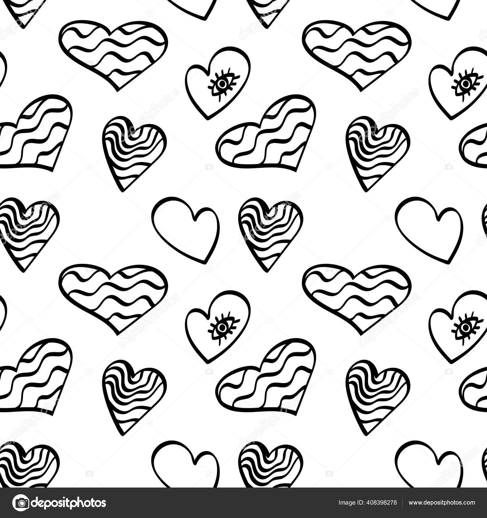 Cute hand drawn heart shapes in seamless pattern Stock Vector Image by ...